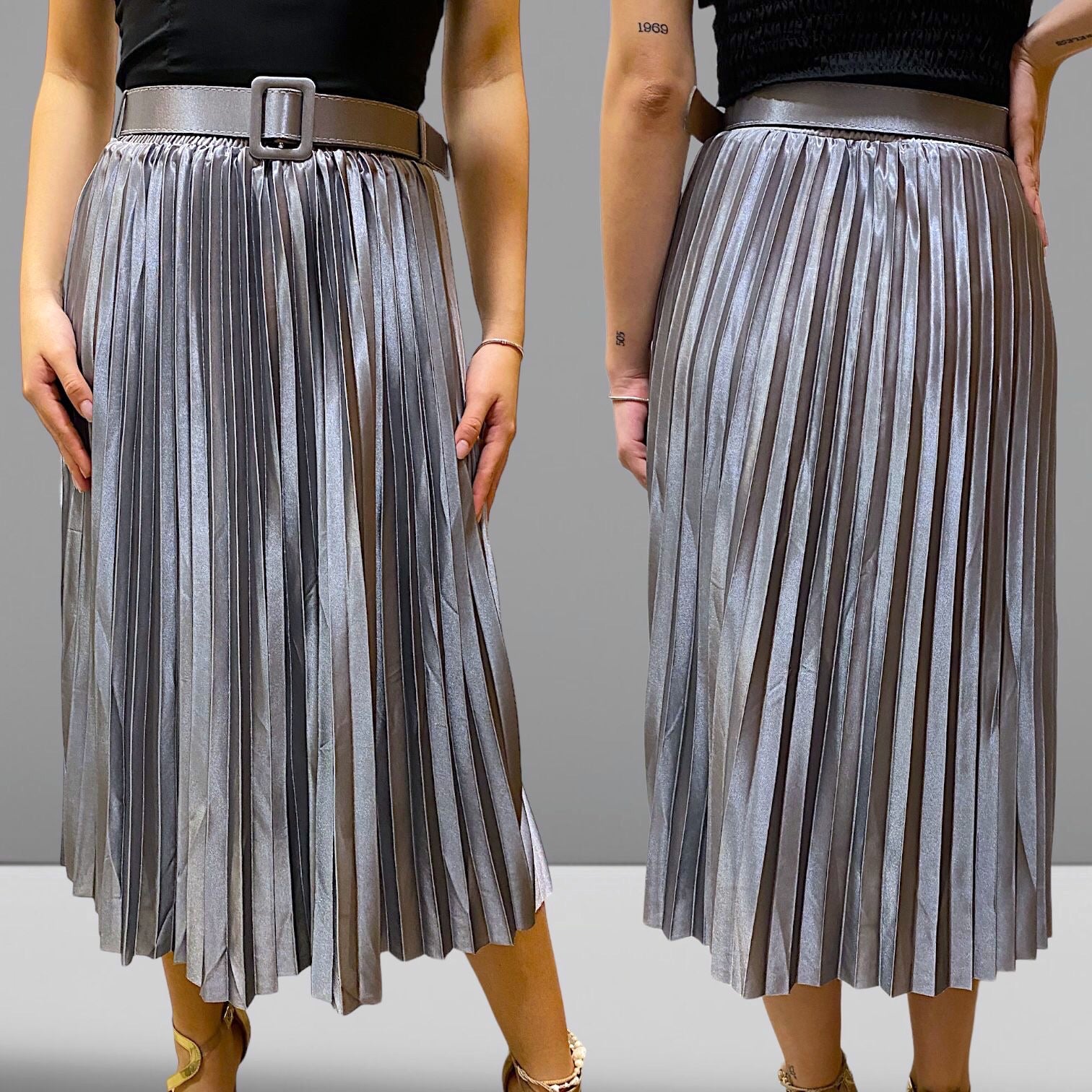 Pollera Plisada con Cinto Zoe – Orquídea Negra