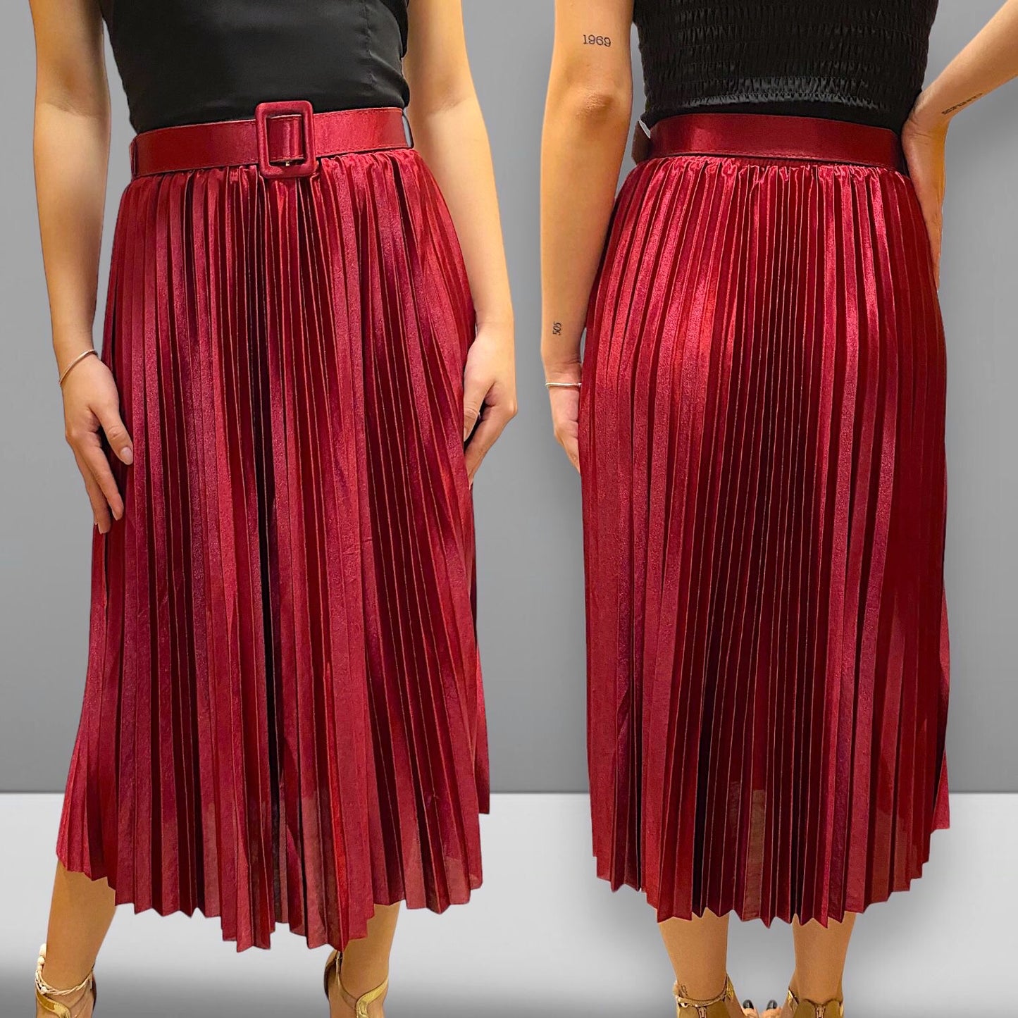 Pollera Plisada con Cinto Alma – Orquídea Negra